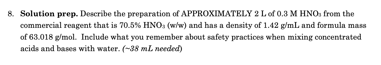 Solved Solution prep. Describe the preparation of | Chegg.com