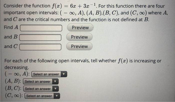 Solved Consider the function f(x) = 6x + 3x-1. For this | Chegg.com