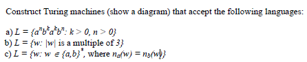 Solved Construct Turing machines (show a diagram) that | Chegg.com