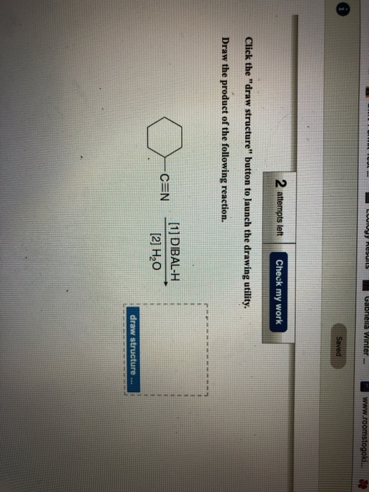 Solved Check my work Click the "draw structure" button to | Chegg.com