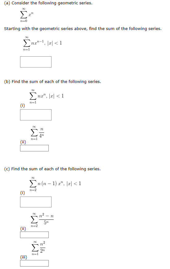 Solved (a) Consider the following geometric series. Starting | Chegg.com