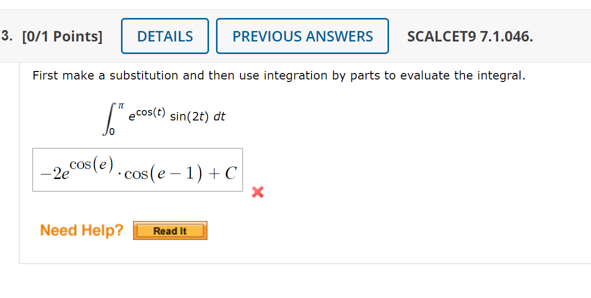 Solved First make a substitution and then use integration by | Chegg.com
