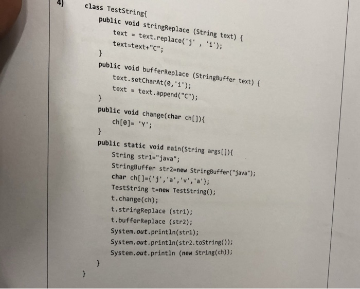 Solved 4) class Teststring public void stringReplace (String | Chegg.com