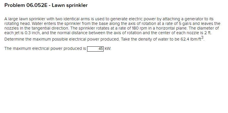 Solved A large lawn sprinkler with two identical arms is | Chegg.com