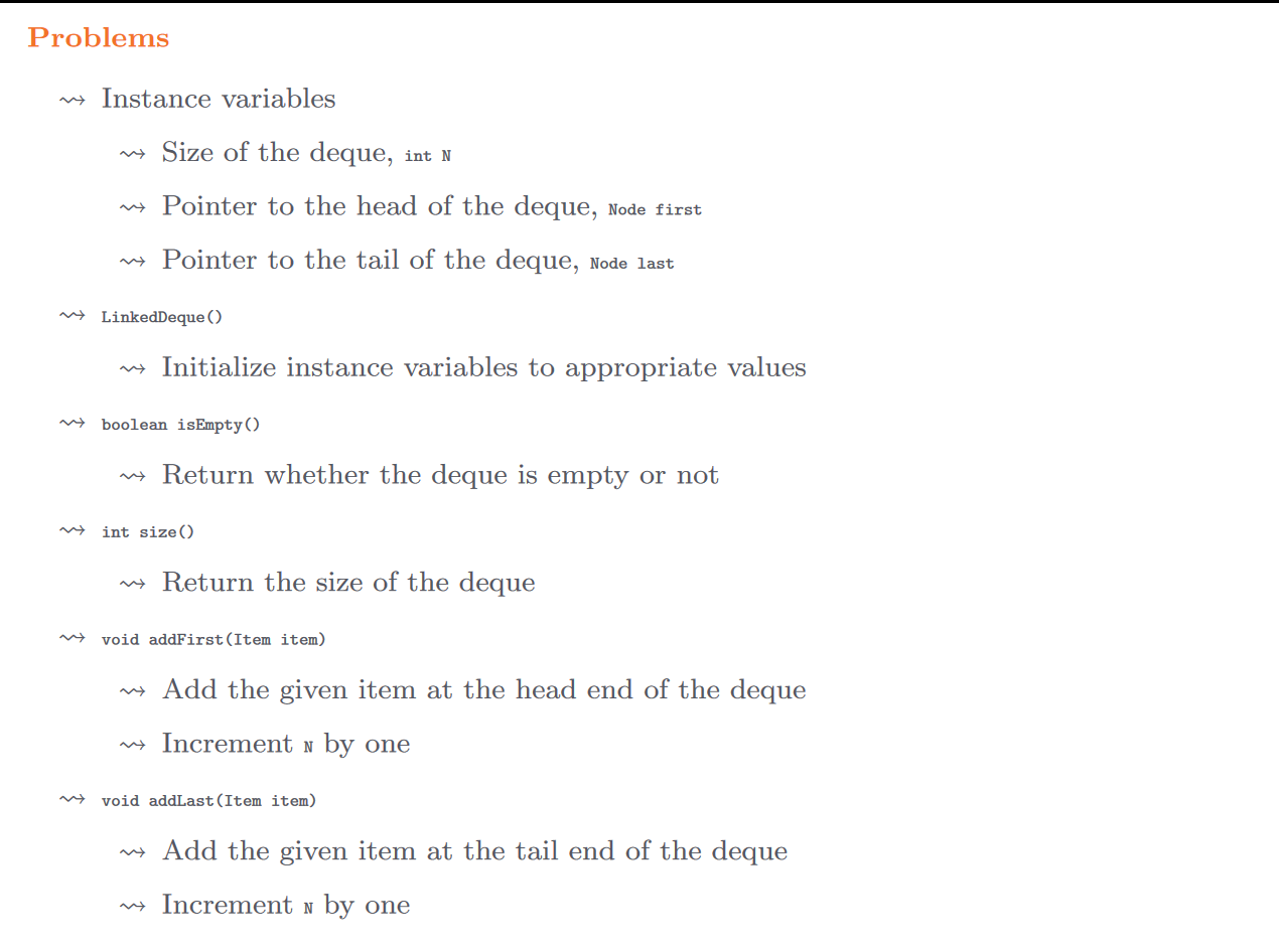 Problems Problem 1. (Deque) Create a generic iterable | Chegg.com