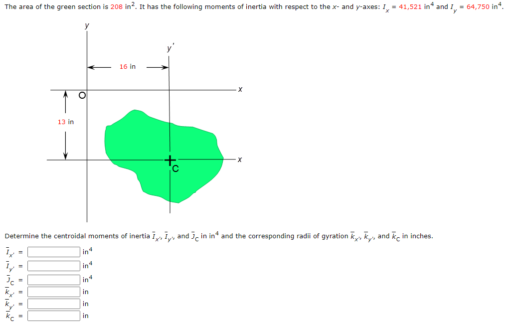 Solved The area of the green section is 208 in2. It has the | Chegg.com