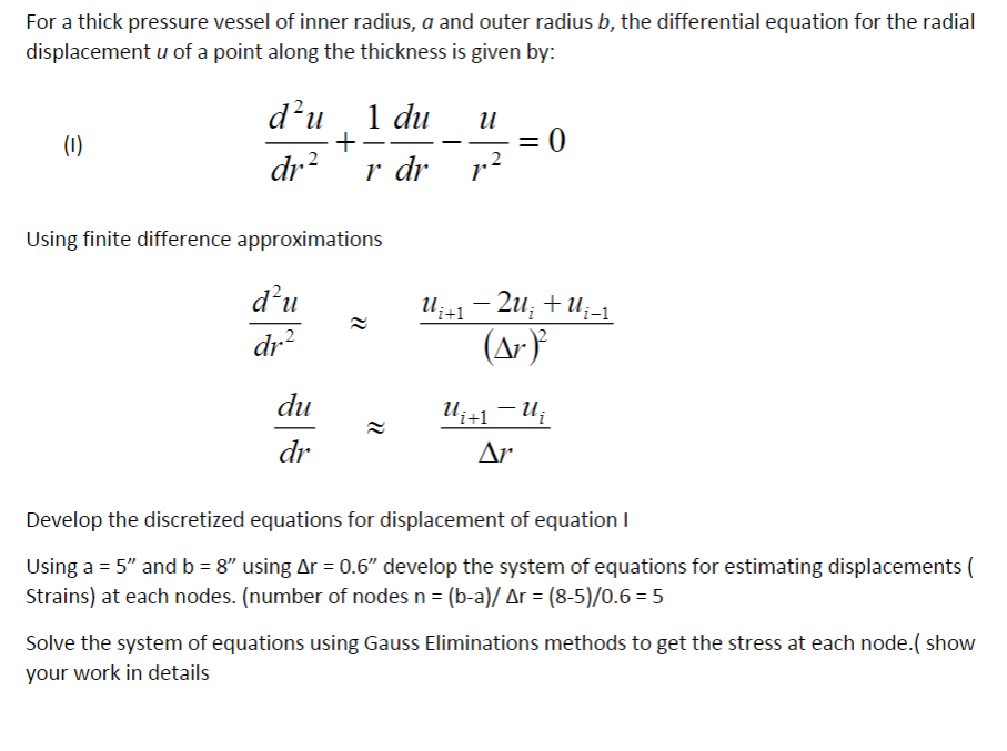 Solved For a thick pressure vessel of inner radius, a and | Chegg.com
