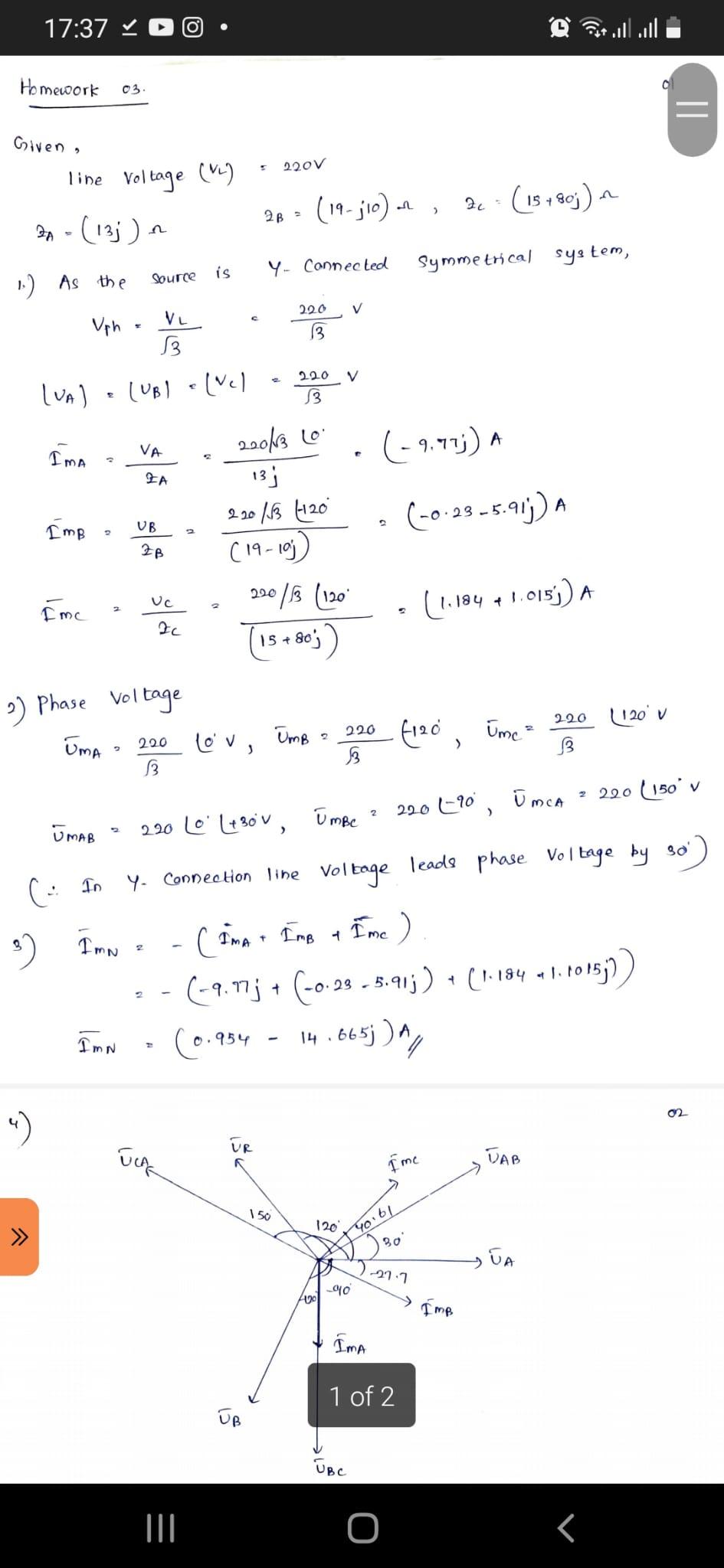 Solved Homework 3 Three Phase System In Unsymmetrical