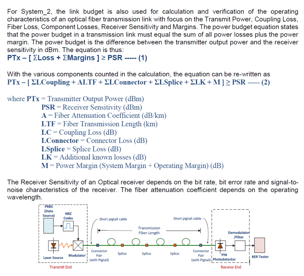 Solved For System_2, the link budget is also used for | Chegg.com