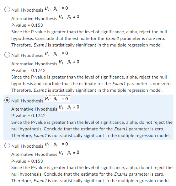 Solved Null Hypothesis H0:β2=0 Alternative Hypothesis | Chegg.com