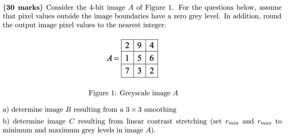 Solved {30 marks} Consider the 4-bit image A of Figure 1. | Chegg.com