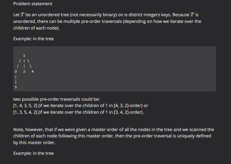 Solved Problem statement Let T be an unordered tree (not | Chegg.com
