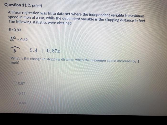 Solved A linear regression was fit to data set where the | Chegg.com