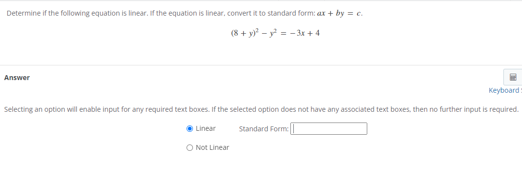 Solved Determine if the following equation is linear. If the | Chegg.com