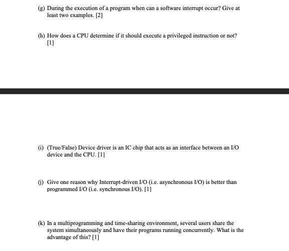 Solved (g) During the execution of a program when can a | Chegg.com