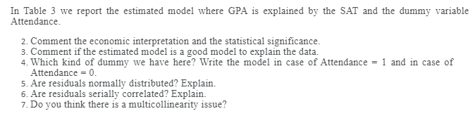 Solved le Dep. Variable: Model: Method: GPA OLS Least | Chegg.com