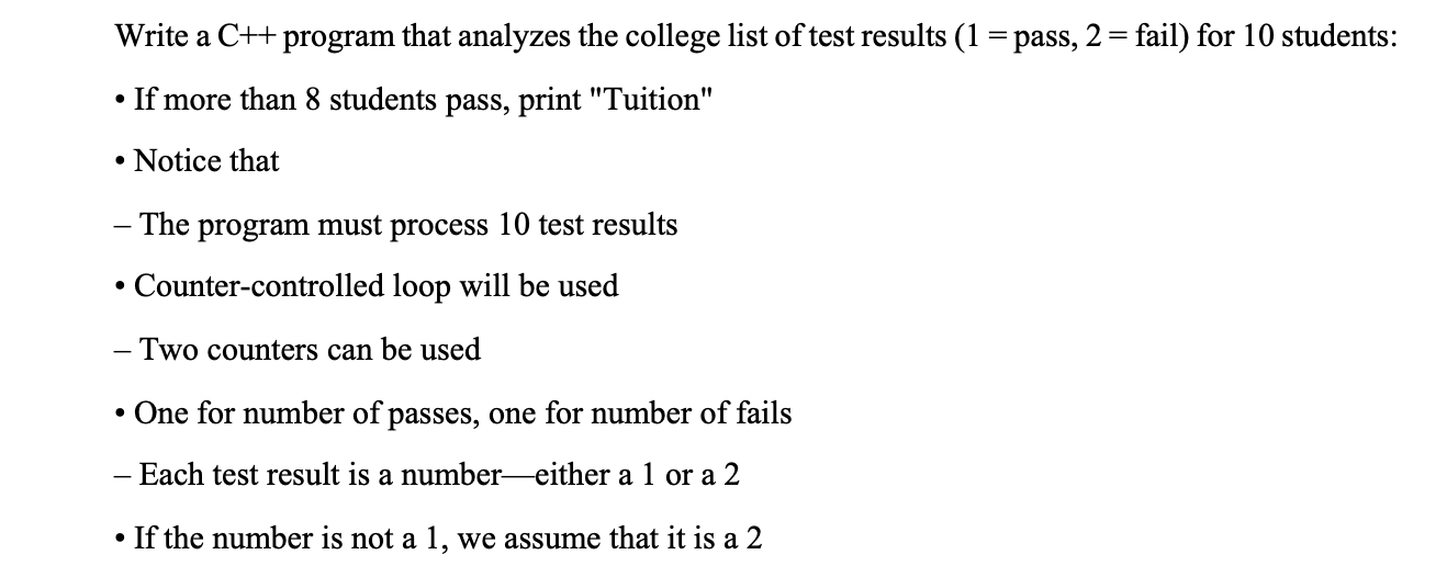 Solved Write a C++ program that analyzes the college list of | Chegg.com