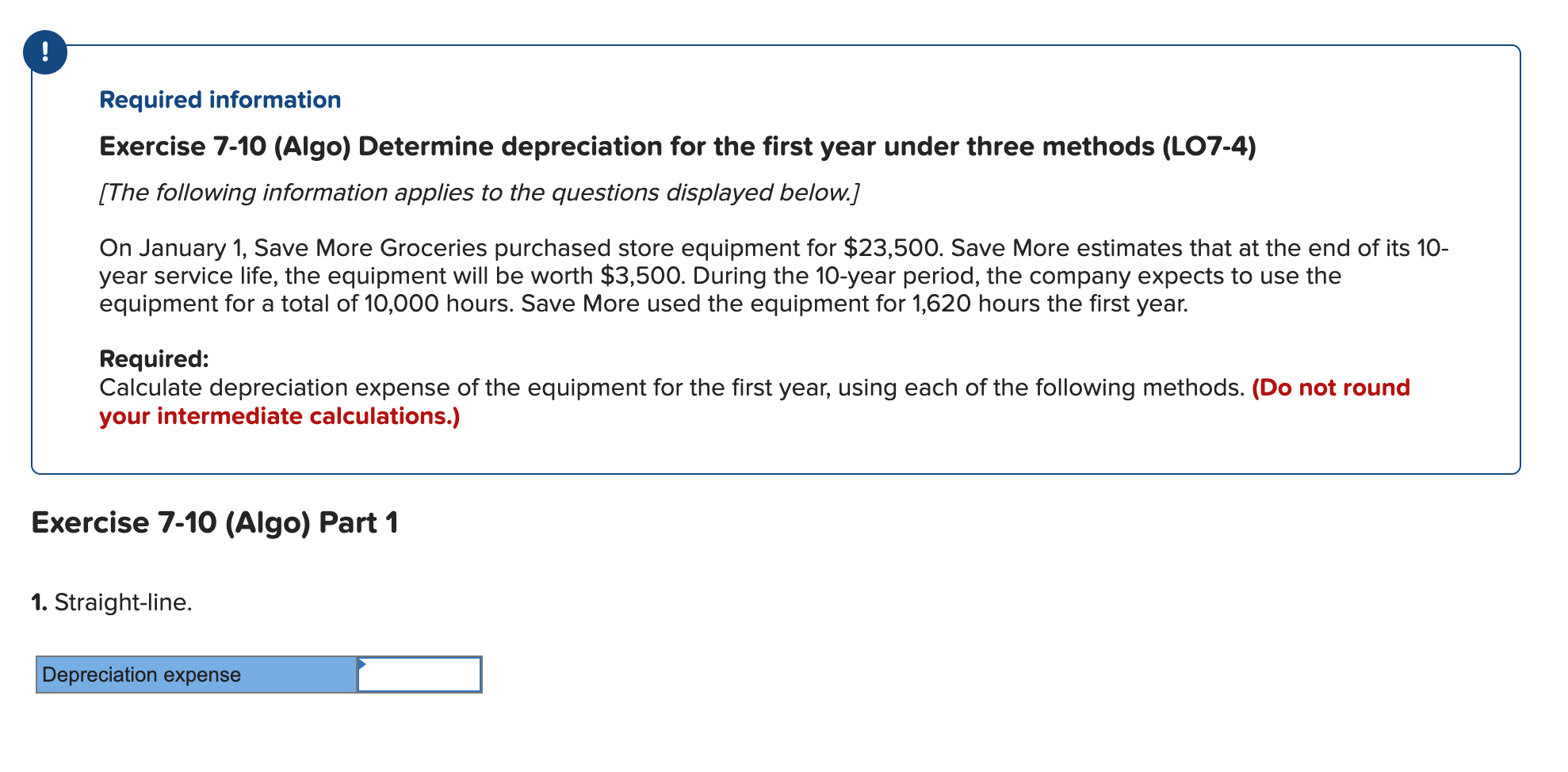 Solved Required information Exercise 7-10 (Algo) Determine | Chegg.com