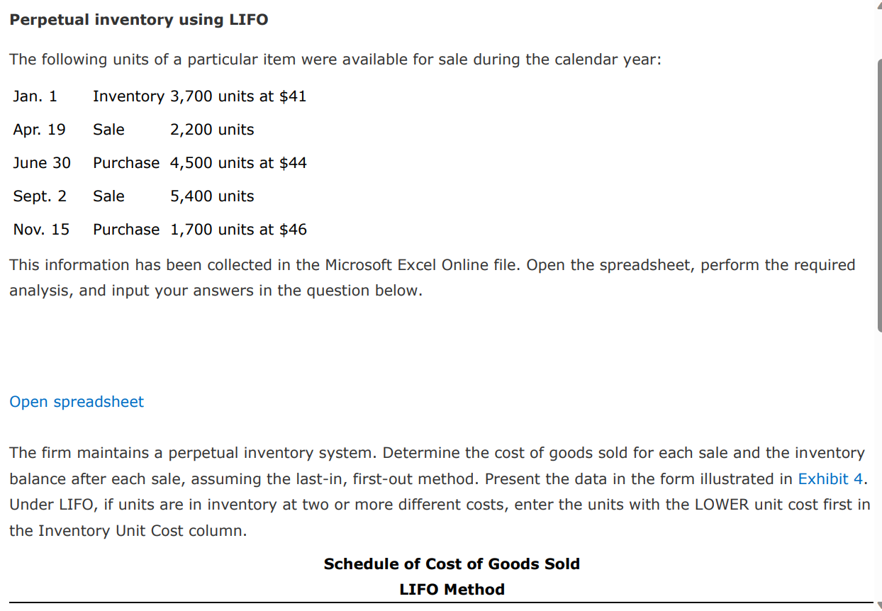 Solved Perpetual inventory using LIFOThe following units of | Chegg.com