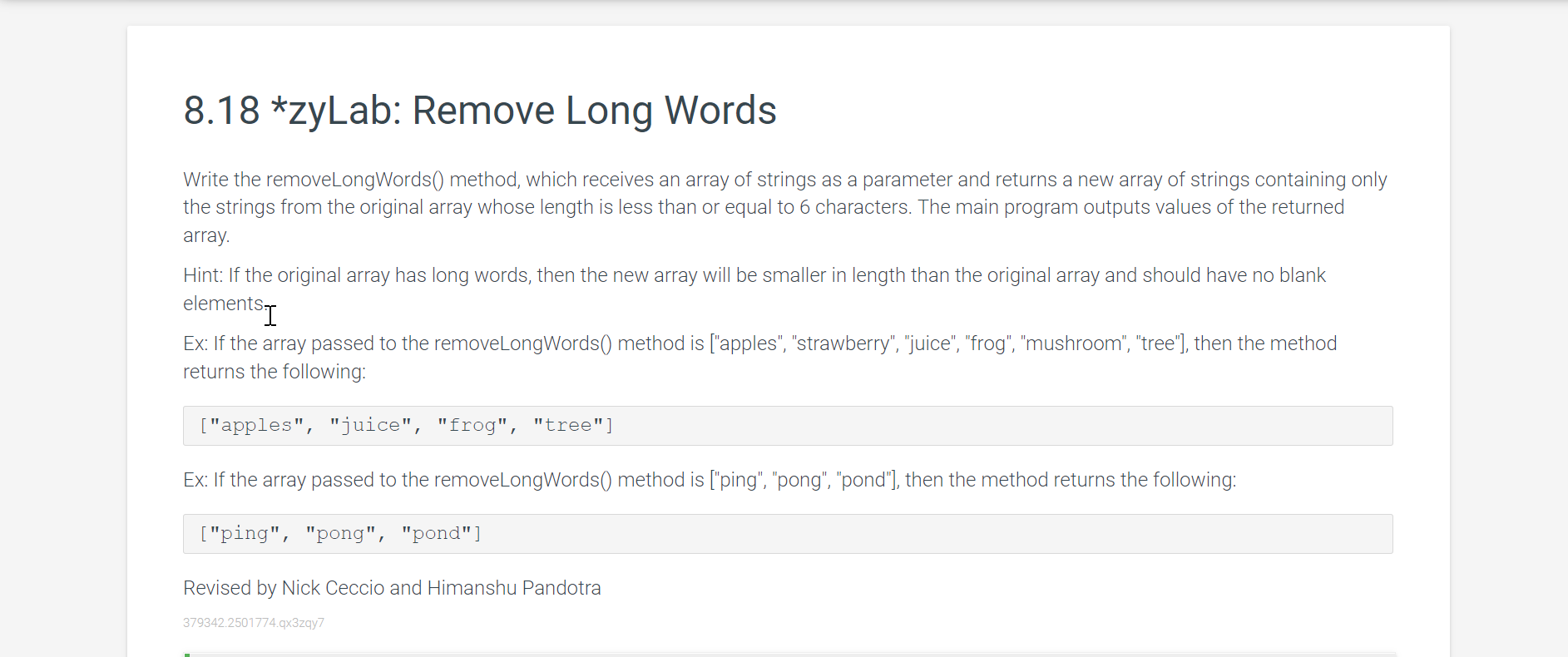 Solved import java.util.Arrays; /** * A class that allows a | Chegg.com