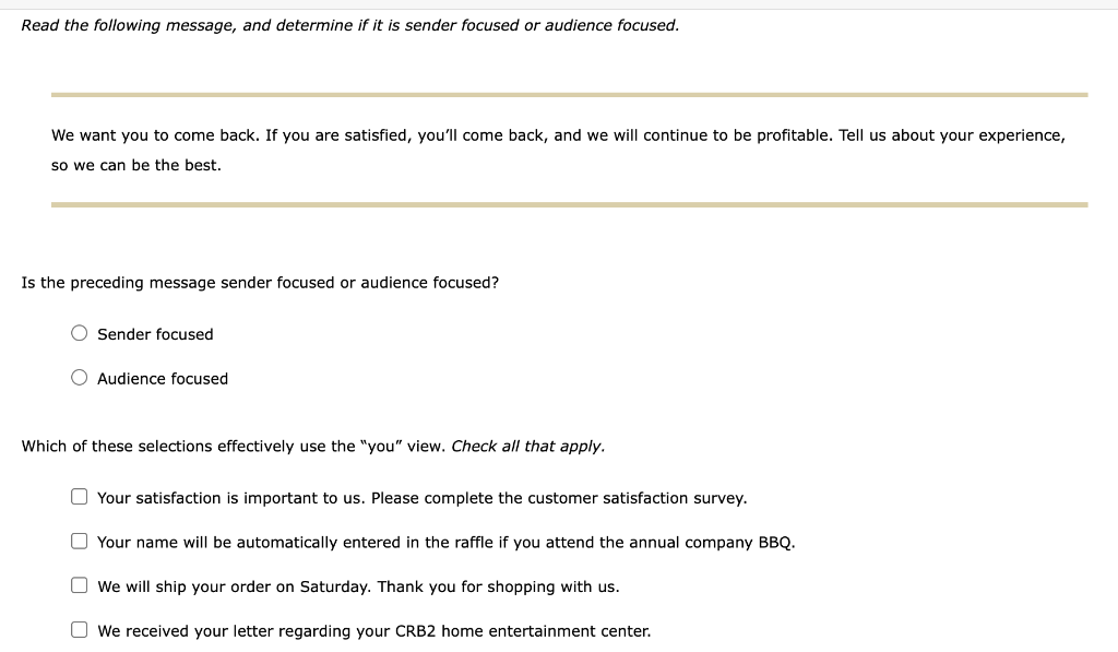 Read the following message, and determine if it is | Chegg.com