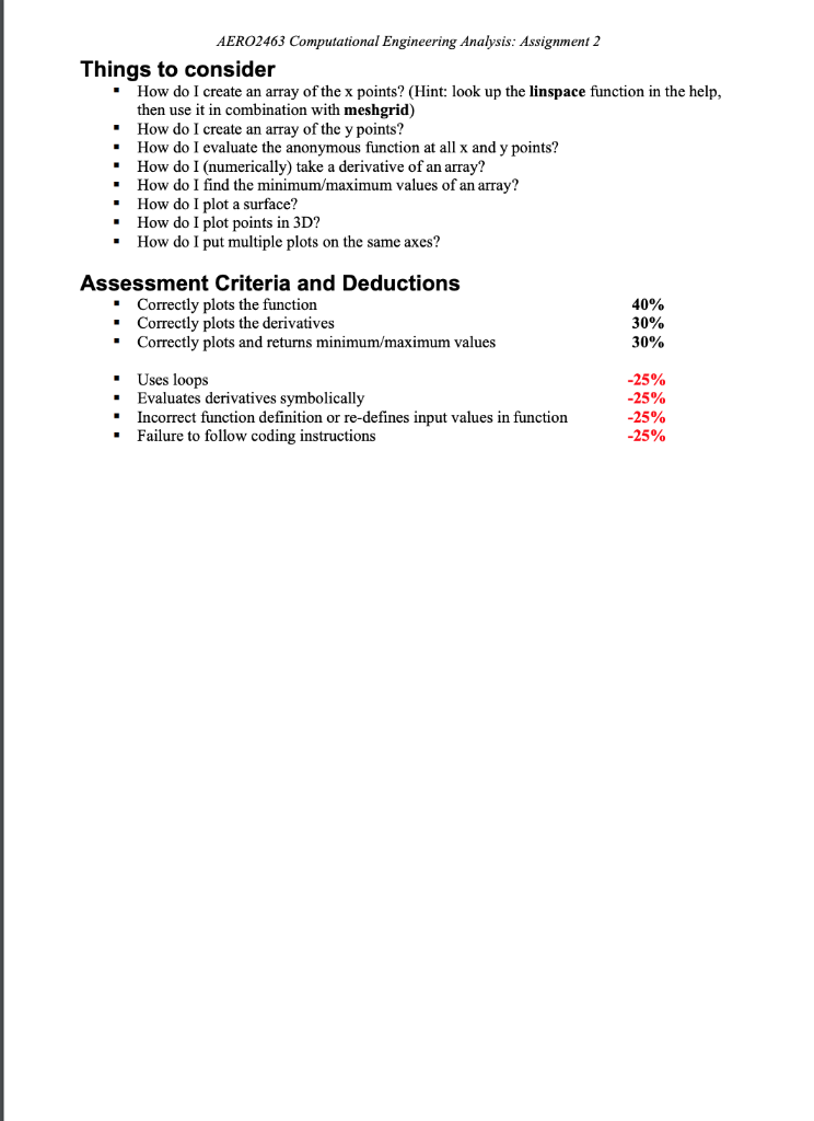AERO2463 Computational Engineering Analysis: | Chegg.com