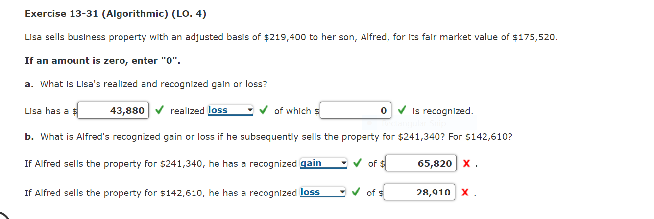 Solved Exercise 13-31 (Algorithmic) (LO. 4) Lisa sells | Chegg.com