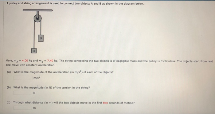 Solved A pulley and string arrangement is used to connect | Chegg.com