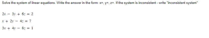 Solved Solve The System Of Linear Equations Write The