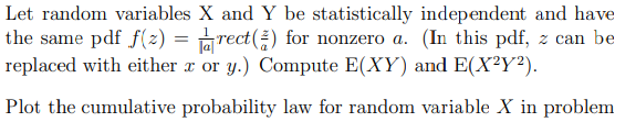Let random variables X and Y be statistically | Chegg.com