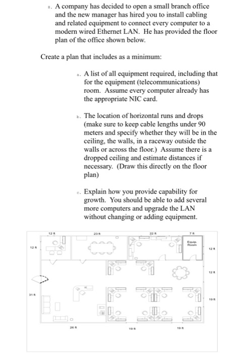 Solved . A company has decided to open a small branch office | Chegg.com