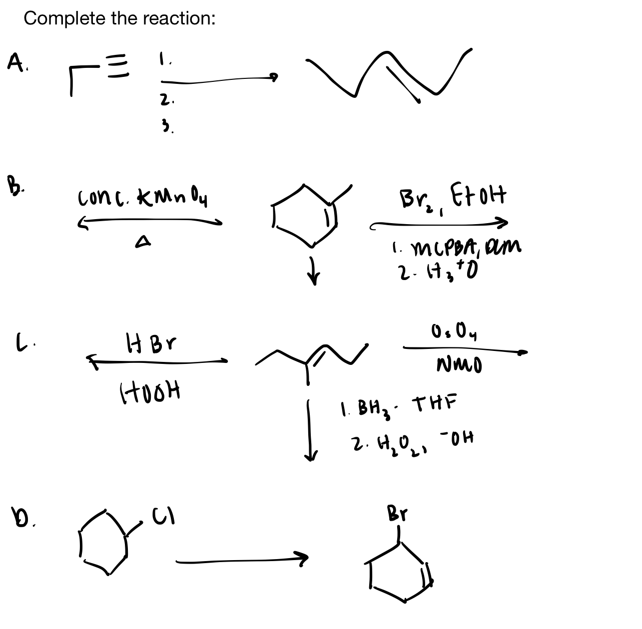 Solved Complete the reaction: \\[ \\Gamma \\equiv | Chegg.com