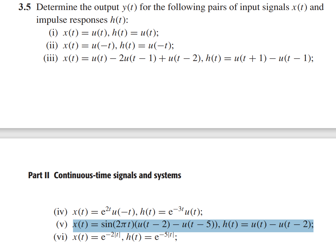 3 5 Determine The Output Y T For The Following Pairs