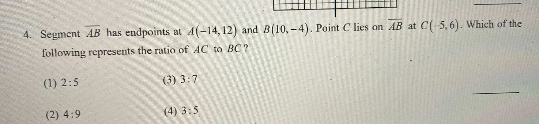 Solved 4. Segment AB has endpoints at A(-14, 12) and | Chegg.com