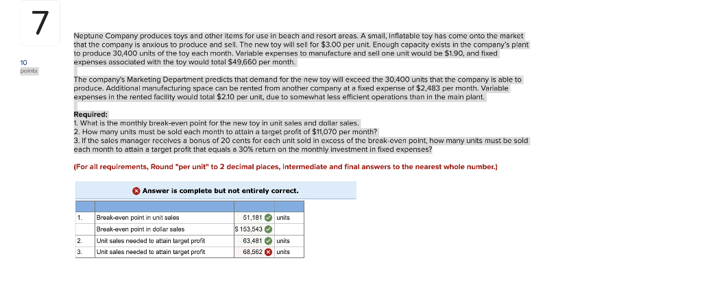Solved 7 Neptune Company produces toys and other items for | Chegg.com