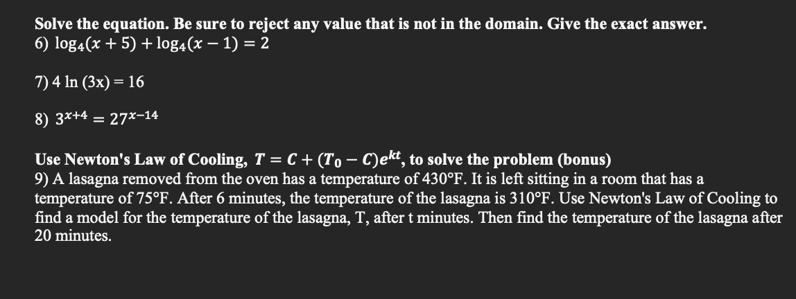 Solved Solve the equation. Be sure to reject any value that | Chegg.com