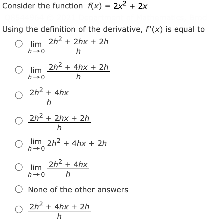 Solved Consider the function f(x) = 2x2 + 2x Using the | Chegg.com