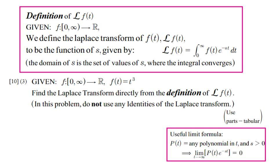 Solved Definition of Lf(t) GIVEN: f:[0,∞)→R, We define the | Chegg.com