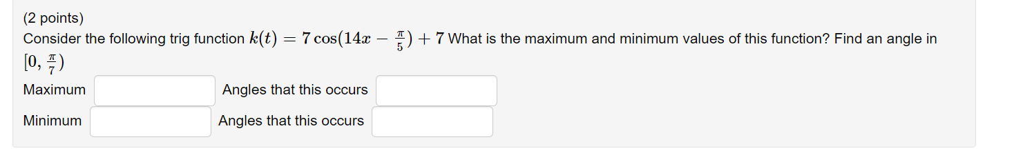 Solved (2 points) Consider the following trig function | Chegg.com