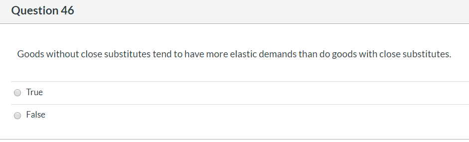 Solved Question 46 Goods without close substitutes tend to | Chegg.com