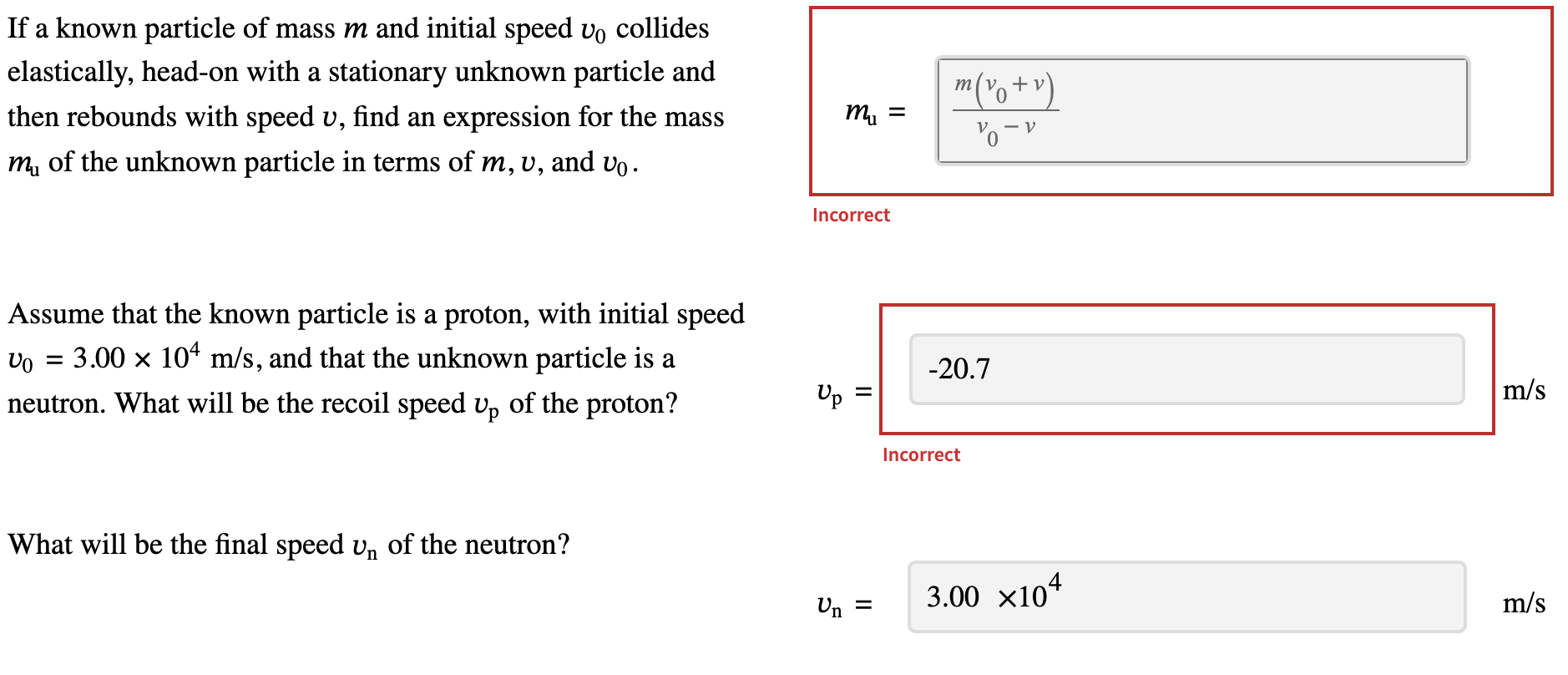 Solved If a known particle of mass m and initial speed v0 | Chegg.com