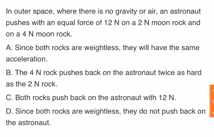 Solved In outer space, where there is no gravity or air, an | Chegg.com