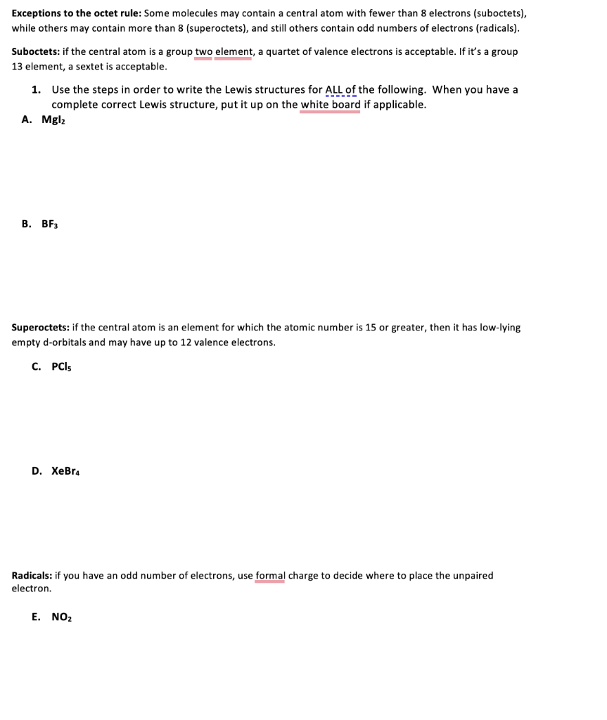 Solved Exceptions to the octet rule: Some molecules may | Chegg.com