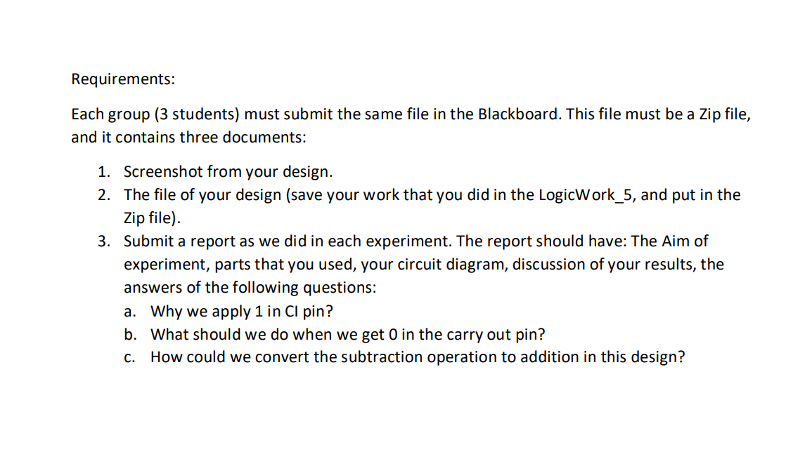 Solved EE 200 Digital Logic Circuit Design. Final Project. | Chegg.com