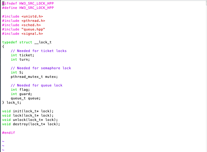 Create a ticket spin lock (in C/C++) in the skeleton | Chegg.com