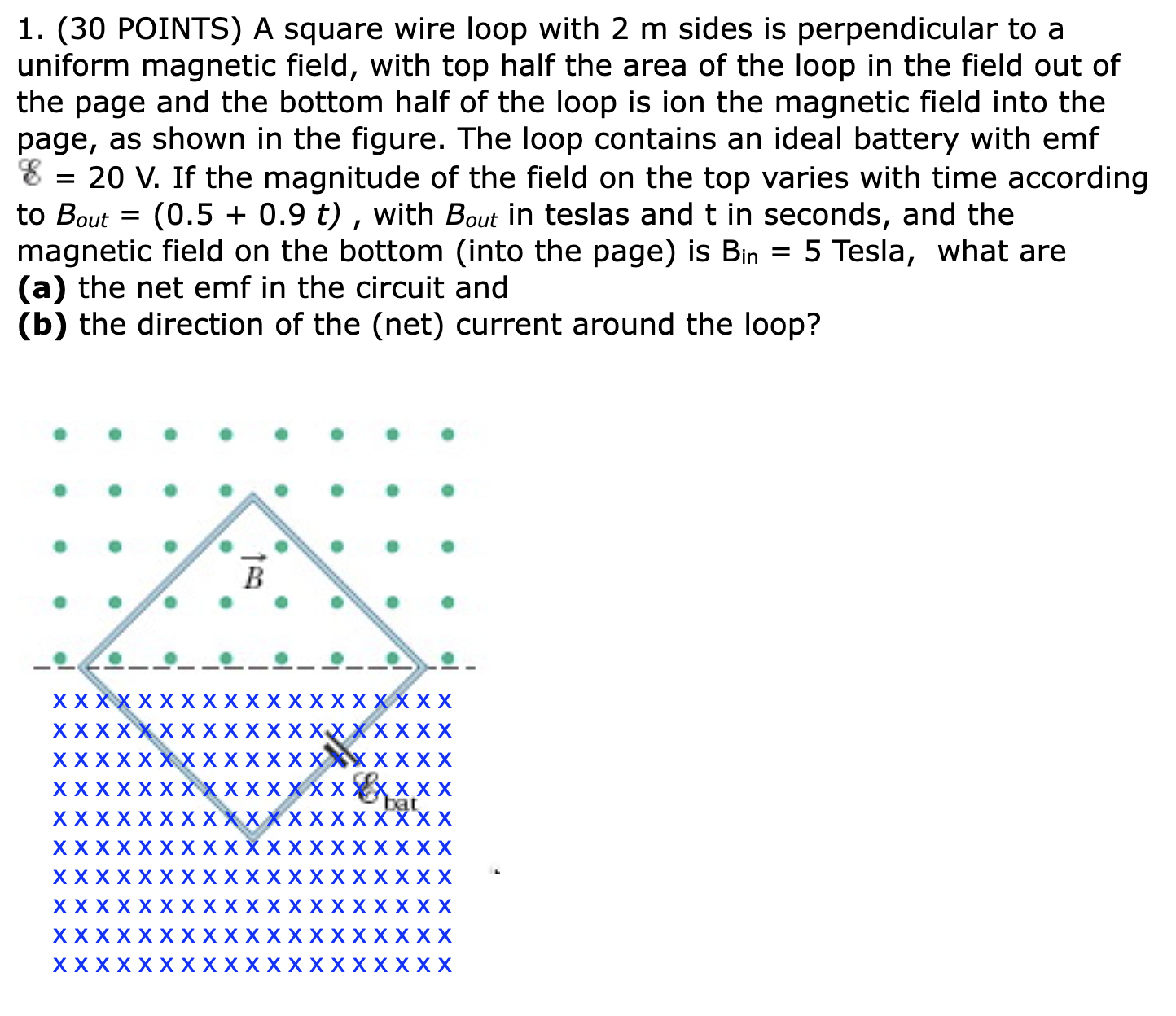 Solved (30 ﻿POINTS) ﻿A square wire loop with 2m ﻿sides is | Chegg.com