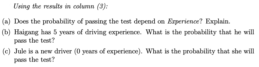 Binary Dependent Variable. For a traffic security | Chegg.com