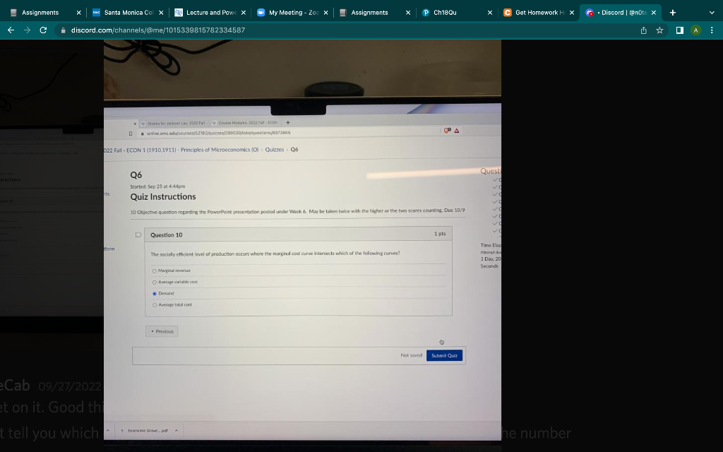 Solved Question 10 1 pts The socisly etficient level of | Chegg.com