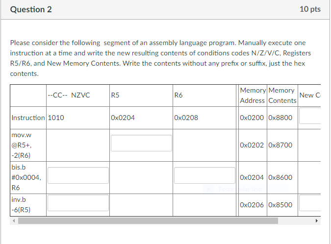 Solved Question 2 10 pts Please consider the following | Chegg.com