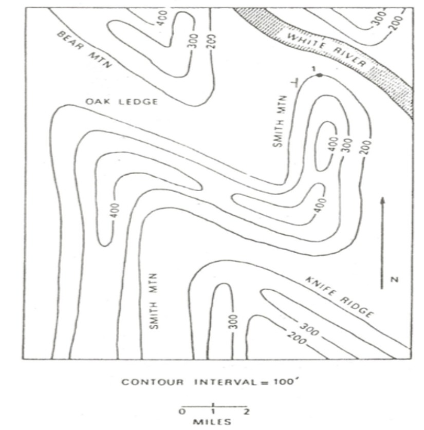 Solved The outcrop shown on the contour map above is heavily | Chegg.com